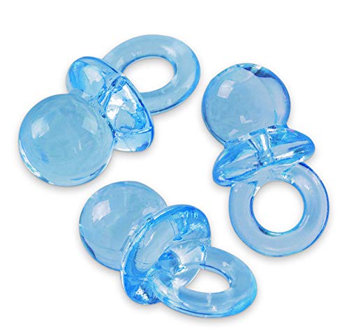 Mini Acrylic Baby Pacifiers for Baby Shower Decorations, Table Scatter, Party Favors, Games & Activities - 144 Pieces by Super Z Outlet (Blue)