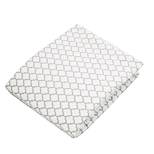 Kushies Changing Pad Cover for 1" pad, 100% Breathable Cotton, Made in Canada, White Grey/Ornament