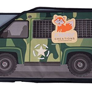 Clever Creations Kids Collapsible Storage Organizer and Ottoman, Perfect Vehicle Themed Toy Chest for Storing Books, Shoes, Games and More, Camo Truck