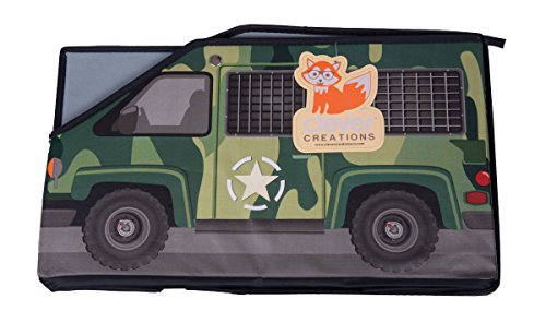 Clever Creations Kids Collapsible Storage Organizer and Ottoman, Perfect Vehicle Themed Toy Chest for Storing Books, Shoes, Games and More, Camo Truck