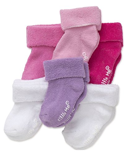 Little Me Baby Girl Socks, 6 Pack, 0-6 Months, Purple/Pink/White