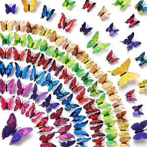 amaonm® 72 pcs 6 packages beautiful 3d butterfly wall decals removable diy home decorations art decor wall stickers & murals for babys bedroom tv background living room (colorful, six color)