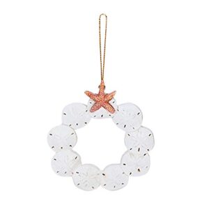 beachcombers sand dollar wreath ornament white