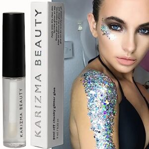 Cosmetic Glitter Glue // The Original Peel Off Formula ✮ KARIZMA Beauty ✮ Face Chunky Glitter Glue Adhesive Body Cosmetic Makeup Glitter Primer