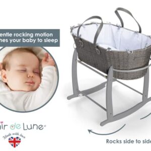 Clair de Lune Deluxe Grey Moses Basket Rocking Stand