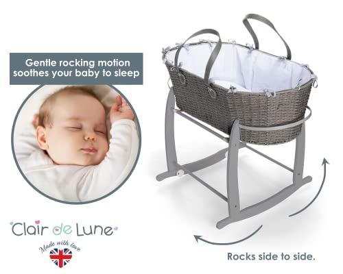 Clair de Lune Deluxe Grey Moses Basket Rocking Stand