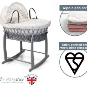 Clair de Lune Deluxe Grey Moses Basket Rocking Stand