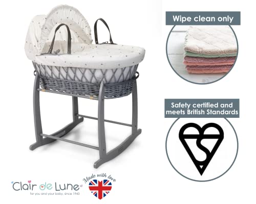 Clair de Lune Deluxe Grey Moses Basket Rocking Stand