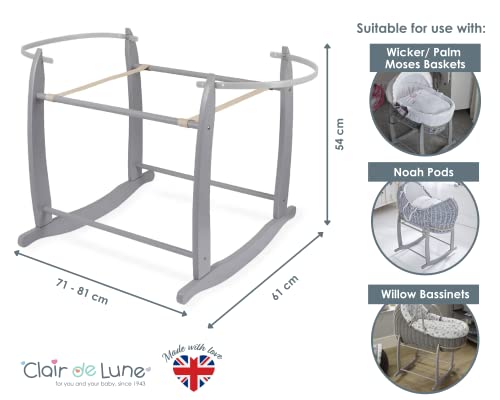 Clair de Lune Deluxe Grey Moses Basket Rocking Stand