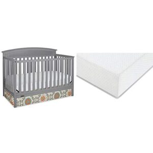 graco benton convertible crib + graco premium foam crib and toddler bed mattress, pebble gray