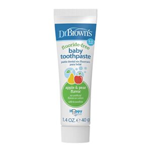 dr. brown’s fluoride-free baby toothpaste, safe to swallow, apple pear, 1-pack, 1.4oz/40g, 0-3 years