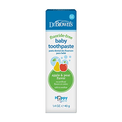 Dr. Brown’s Fluoride-Free Baby Toothpaste, Safe to Swallow, Apple Pear, 1-Pack, 1.4oz/40g, 0-3 years