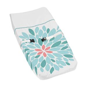 baby changing pad cover for modern turquoise and coral emma collection