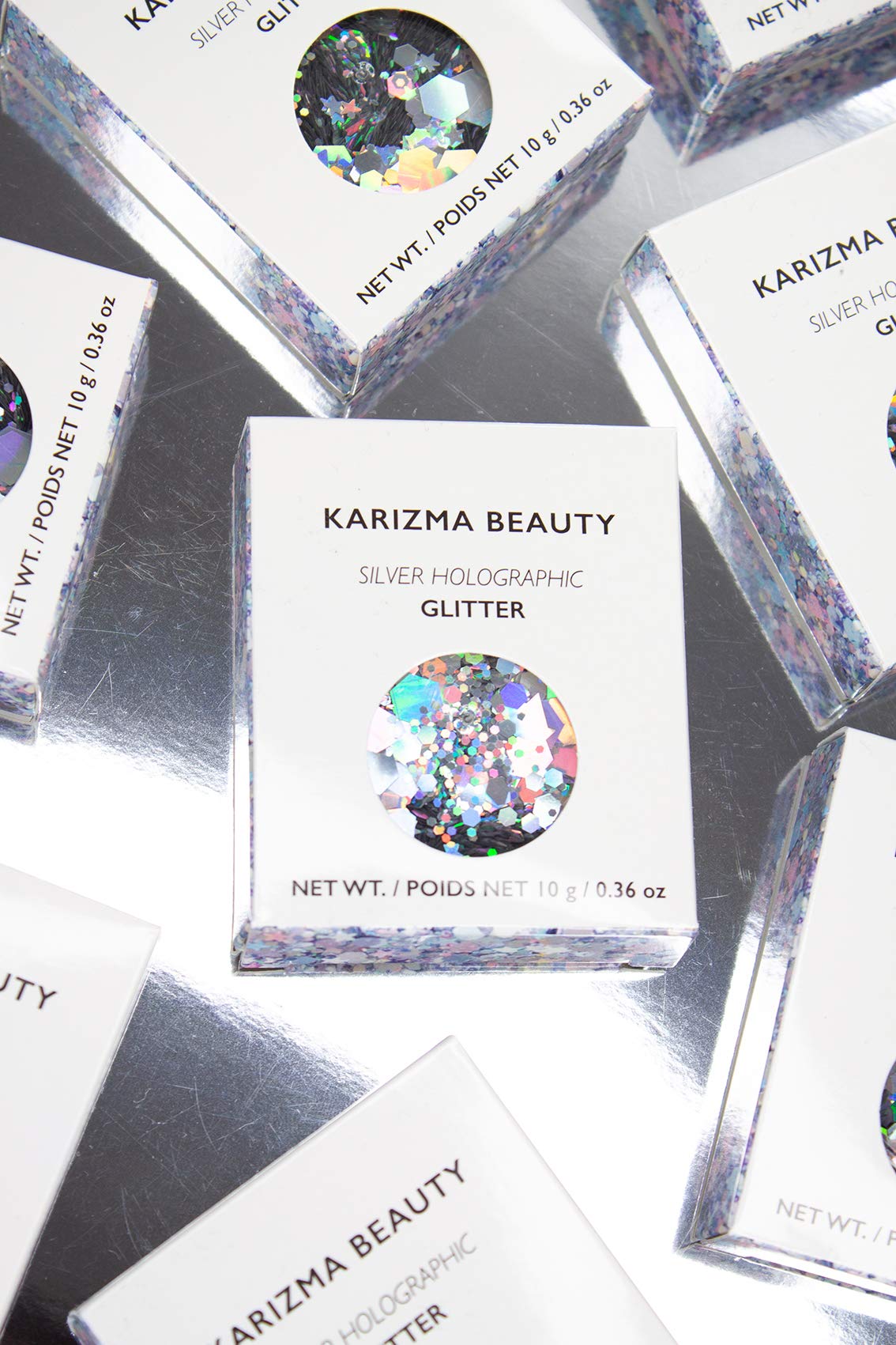 KARIZMA Holographic Silver Body Glitter. 10g Chunky Face Glitter, Hair Glitter, Eye Glitter and Body Glitter for Women. Rave Glitter, Festival Accessories, Cosmetic Glitter Makeup. Loose Glitter Set