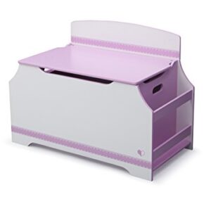 Delta Children Jack & Jill Deluxe Toy Box with Book Rack, Pink/White