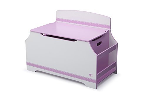 Delta Children Jack & Jill Deluxe Toy Box with Book Rack, Pink/White