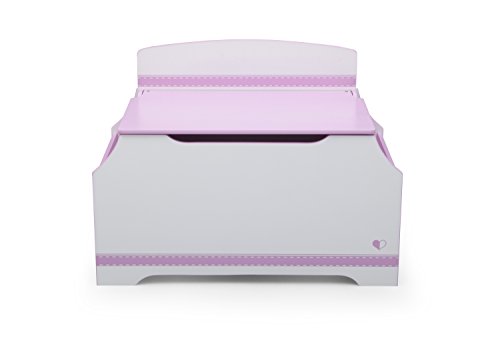 Delta Children Jack & Jill Deluxe Toy Box with Book Rack, Pink/White