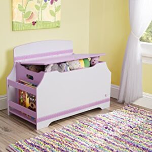 Delta Children Jack & Jill Deluxe Toy Box with Book Rack, Pink/White