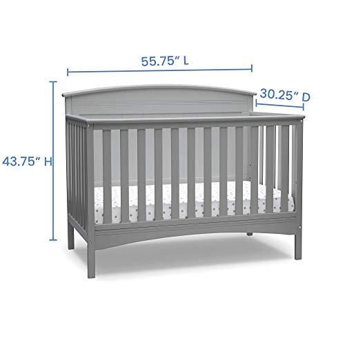 Delta Children Archer Solid Panel 4-in-1 Convertible Baby Crib - Greenguard Gold Certified, Grey