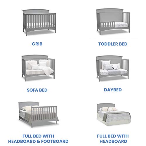 Delta Children Archer Solid Panel 4-in-1 Convertible Baby Crib - Greenguard Gold Certified, Grey