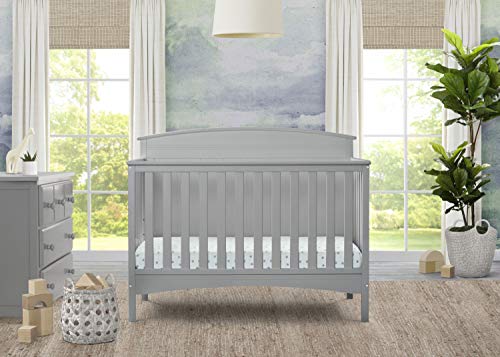 Delta Children Archer Solid Panel 4-in-1 Convertible Baby Crib - Greenguard Gold Certified, Grey