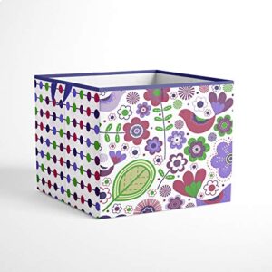 bacati - storage tote (large 14 x 14 x 10 inches, botanical purple)