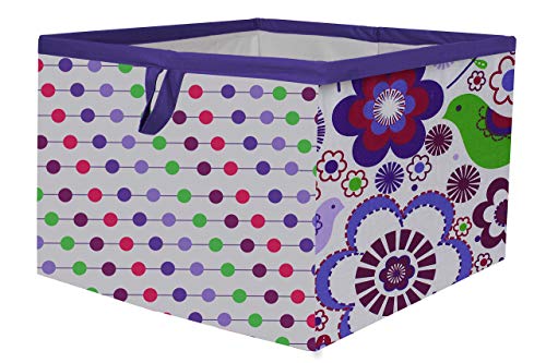 Bacati - Storage Tote (Large 14 x 14 x 10 inches, Botanical Purple)