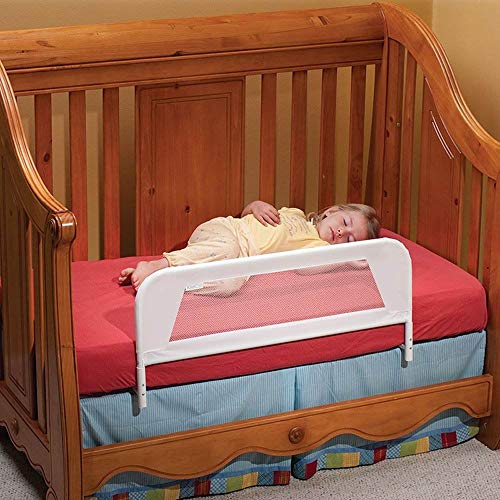 KidCo Quick Assembly Convertible Mesh and Steel Telescopic Toddler Crib Bed Rail Guard for Infants and Toddlers, 13 to 14 Inches, White