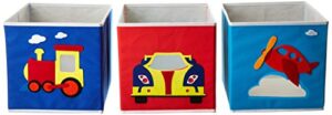 paylak scr641 kids storage organizer bins fabric set of 3 train plane car