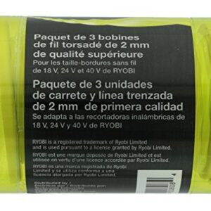 Ryobi One PLUS+ AC80RL3 OEM .080 Inch Twisted Line and Spool Replacement for Ryobi 18v, 24v, and 40v Cordless Trimmers (3 Pack)