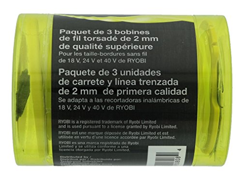 Ryobi One PLUS+ AC80RL3 OEM .080 Inch Twisted Line and Spool Replacement for Ryobi 18v, 24v, and 40v Cordless Trimmers (3 Pack)