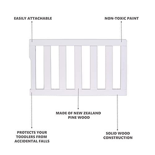 Dream On Me Convertible Crib Toddler Guard Rail in White, Compatible with Select Cribs, Crib to Toddler Bed Conversion, Easily Attachable (21.25L x 1.2W x 12.25H)