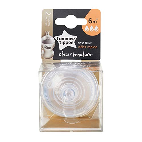 Tommee Tippee Closer to Nature Fast Flow Baby Bottle Nipples, 6+ months – 2pk