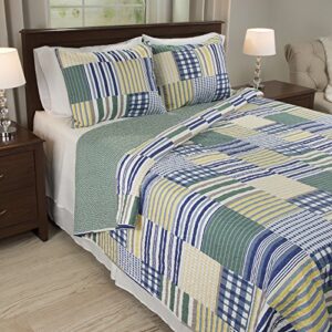 lavish home full/queen lynsey 3 piece quilt set, multicolor