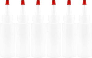 cornucopia 2oz hdpe plastic squeeze bottles w/yorker tips (6-pack), empty refillable bottles for arts, crafts & kitchen