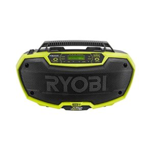 ryobi p746 one+ 18-volt lithium ion / ac dual-powered am/fm stereo system with usb and bluetooth technology (battery, charger, and extension cord not included / radio only)