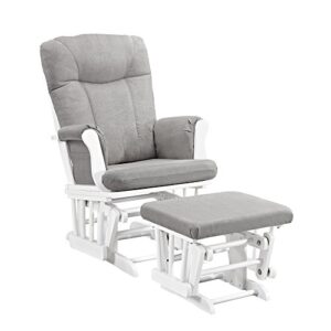 angel line monterey glider & ottoman, white finish - grey cushion