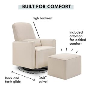 DaVinci Olive Upholstered Swivel Glider with Bonus Ottoman in Polyester Cream, Greenguard Gold & CertiPUR-US Certified