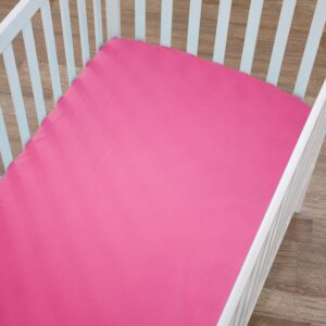 TL Care Supreme 100% Natural Cotton Jersey Knit Fitted Crib Sheet for Standard Crib and Toddler Mattresses, Fuchsia, 28" x 52", Soft Breathable, for Girls