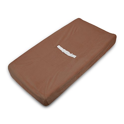 TL Care Heavenly Soft Chenille Fitted Contoured Changing Pad Cover, Chocolate, for Boys and Girls