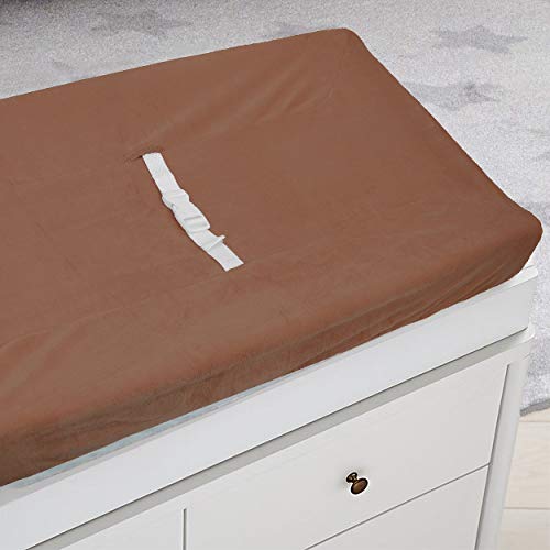 TL Care Heavenly Soft Chenille Fitted Contoured Changing Pad Cover, Chocolate, for Boys and Girls