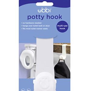 Ubbi Multi-Use Potty and Utility Hook, No Hardware Or Installation Needed, Durable and Sturdy to Hang Over Toilet Tank Or Door, White