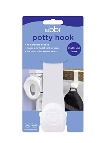 Ubbi Multi-Use Potty and Utility Hook, No Hardware Or Installation Needed, Durable and Sturdy to Hang Over Toilet Tank Or Door, White