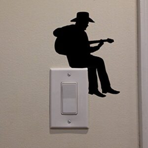 YINGKAI Cowboy Playing Guitar On Light Switch Decal Vinyl Wall Decal Sticker Art Living Room Carving Wall Decal Sticker for Kids Room Home Window Decoration