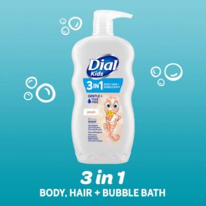 Dial Kids 3-in-1 Body + Hair + Bubble Bath, Peach, 24 fl oz (Pack of 4)