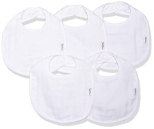 green sprouts muslin bibs made from organic cotton| 4 absorbent layers protect from sniffles, drips, & drools | 100% organic cotton muslin, adjustable snap closure, machine washable,5 count