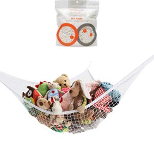 mayapple baby stuffed animal toy hammock, premium plush toy hanging organizer, sky jungle, jumbo large storage mesh pet net,white