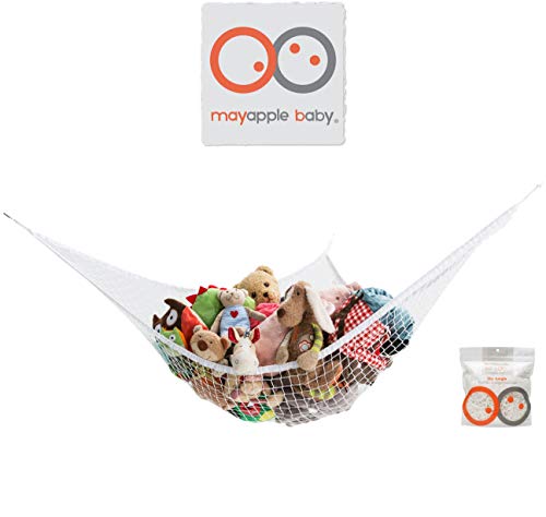 Mayapple Baby Stuffed Animal Toy Hammock, Premium Plush Toy Hanging Organizer, SKY JUNGLE, Jumbo Large Storage Mesh Pet Net,White