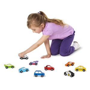 Melissa & Doug Wooden Cars Vehicle Set in Wooden Tray - Toys For Toddlers And Kids Ages 3+