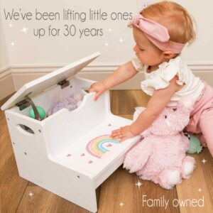 Personalized Pink Owl White Childrens Step Stool with Storage